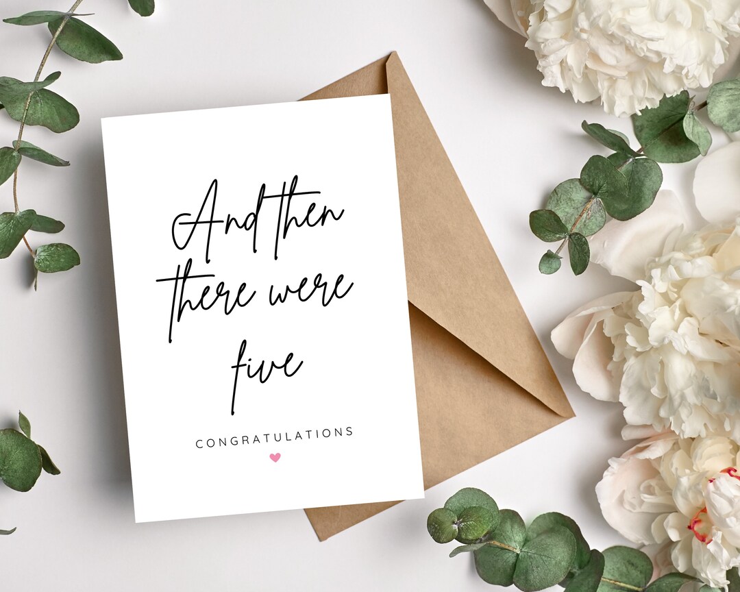 Baby Shower Congratulations Card, and Then There Were Five (instant ...