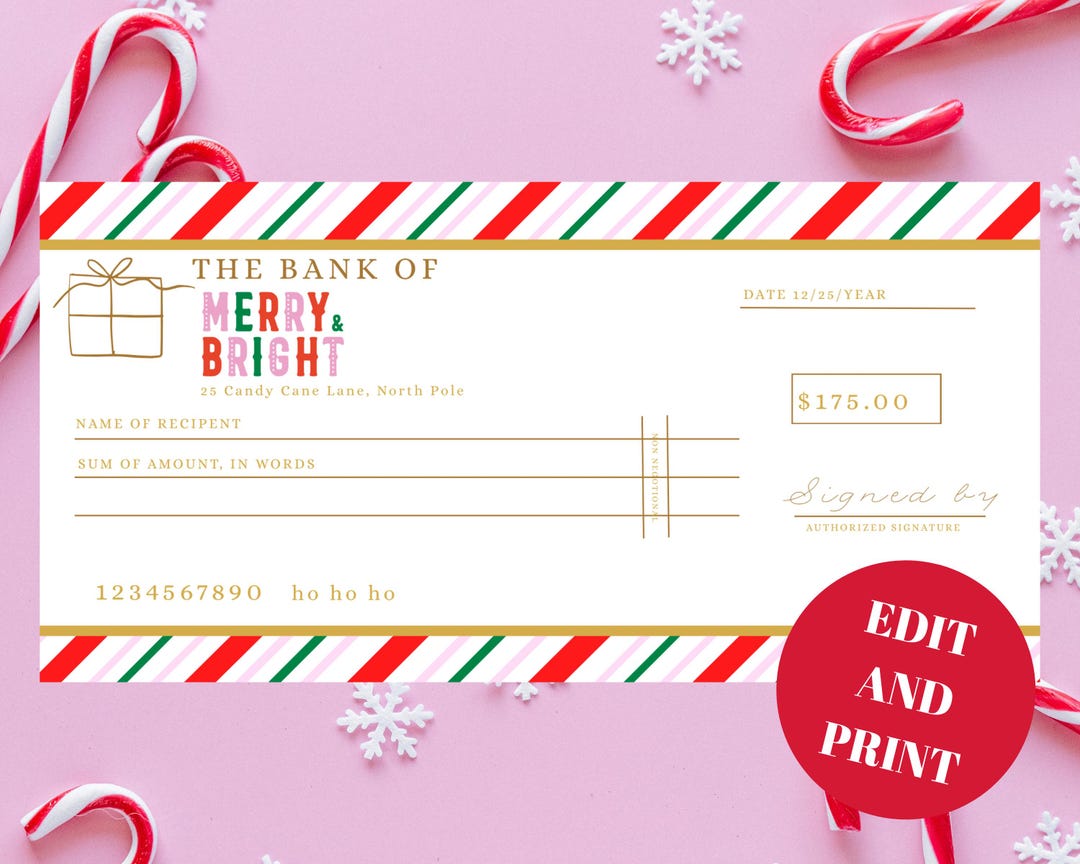 Christmas Personalized Coupon, Voucher Gift,christmas,cheque, Bank of ...