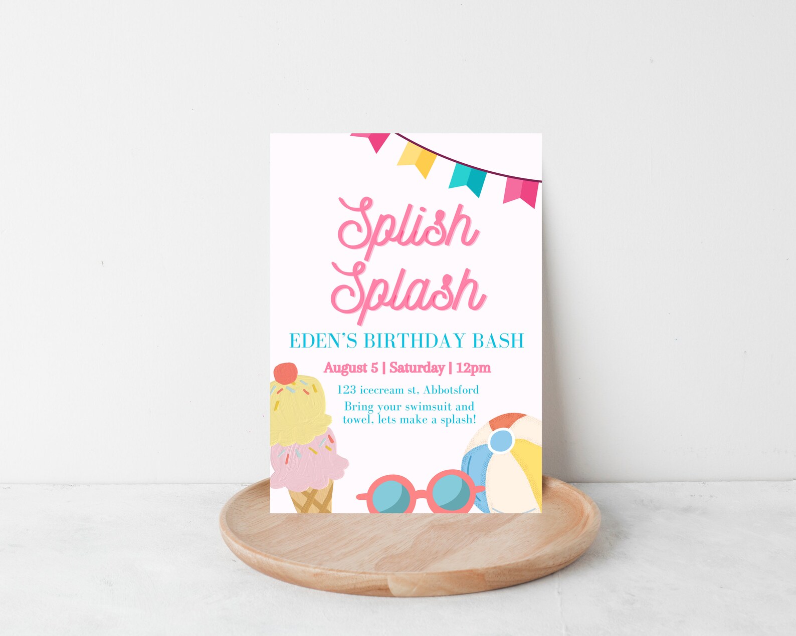 Splish Splash Pool Party Birthday Invite, Digital Template Invitation ...