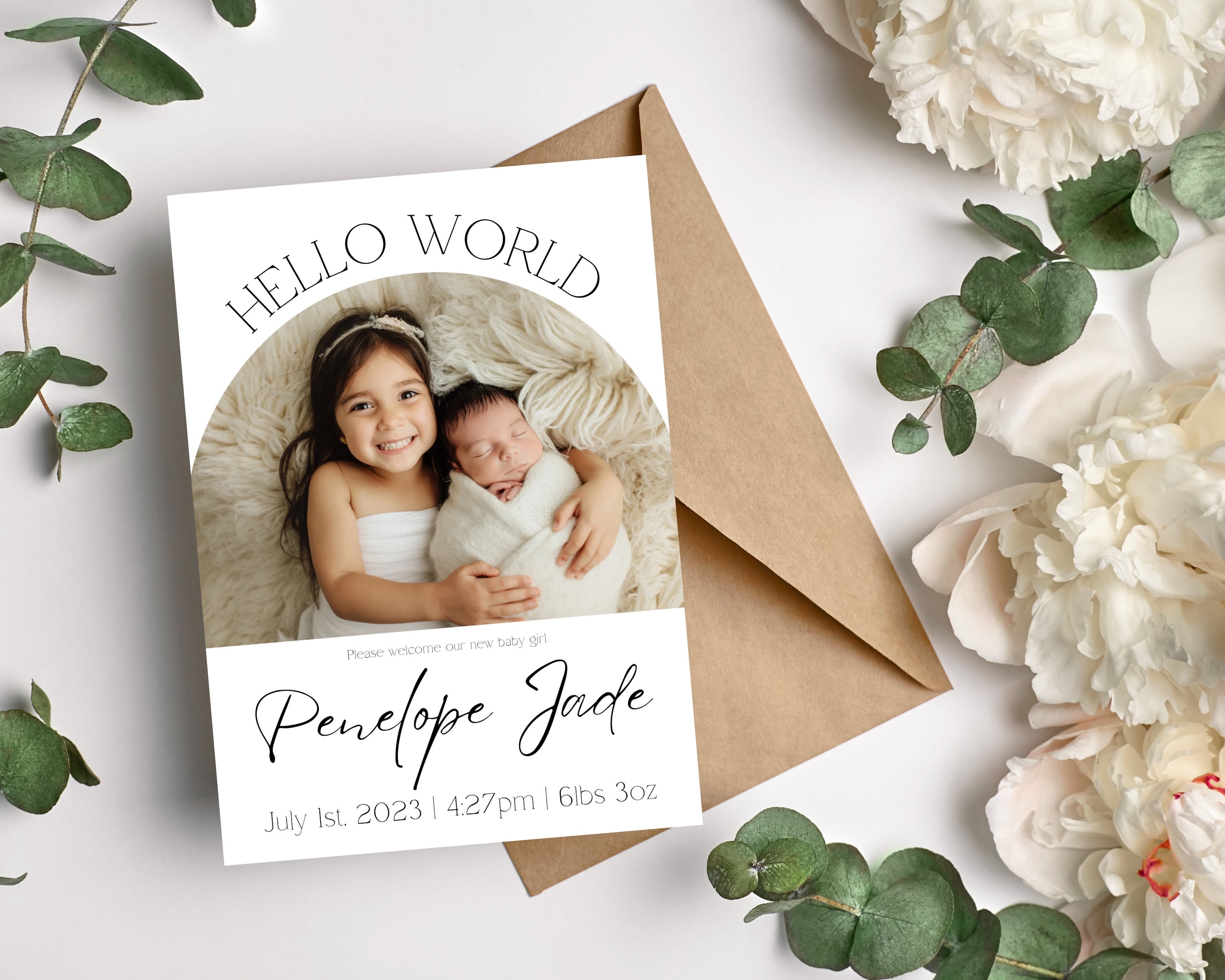 Hello Baby Welcome Card With Photo, Edit and Print at Home Digital ...