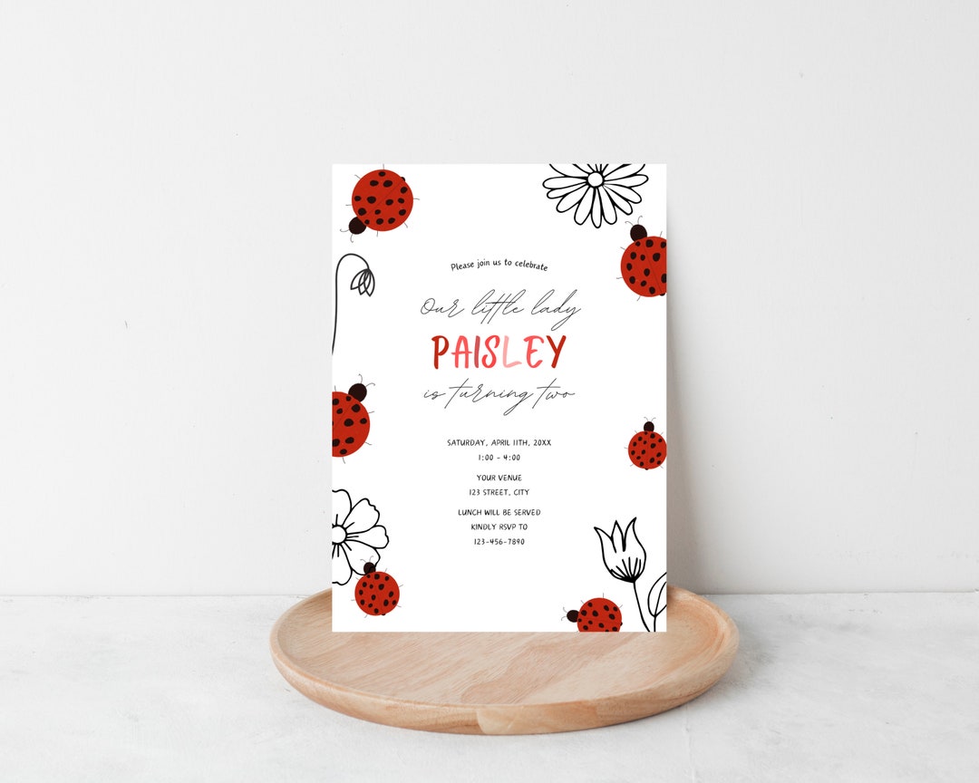 Our Little Lady, Ladybug Birthday, Girls Birthday, Digital File, Edit ...