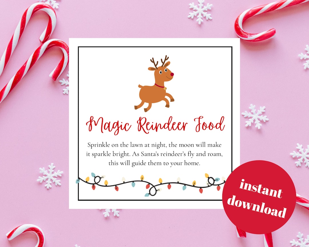 Christmas Personalized Reindeer Food Tags for Kids , Festive Activities ...