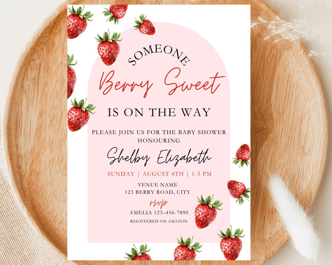 Someone Berry Special Baby Shower Invites, Strawberry Theme, Baby Girl ...