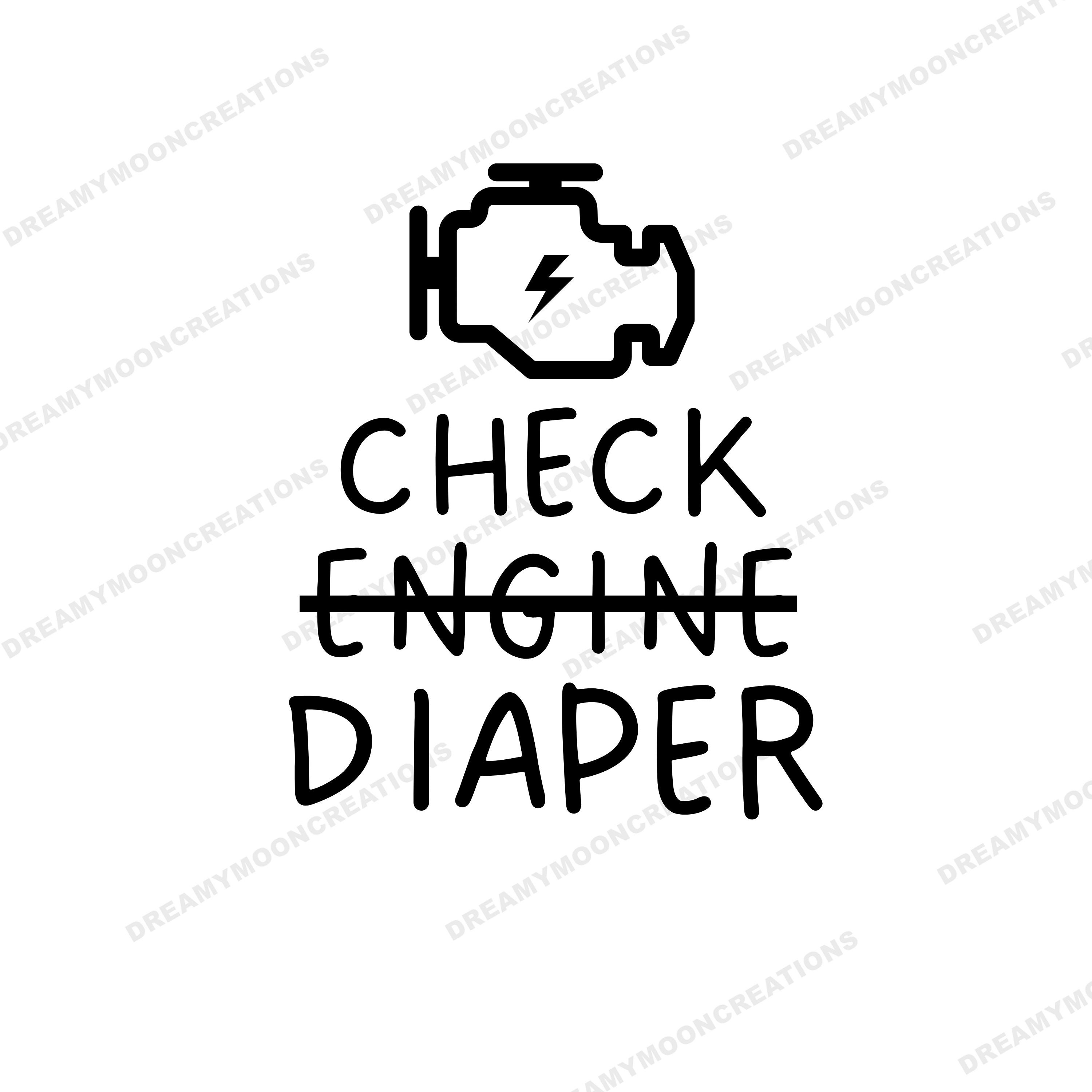 Check Engine Diaper SVG, Baby Shower Gift Svg, Pregnancy Announcement ...