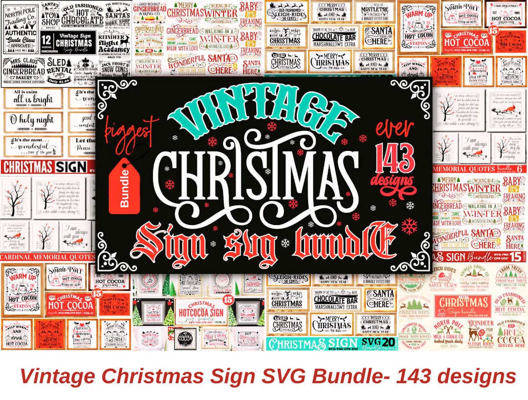 SVG Bundle of Vintage Christmas Signs - Etsy