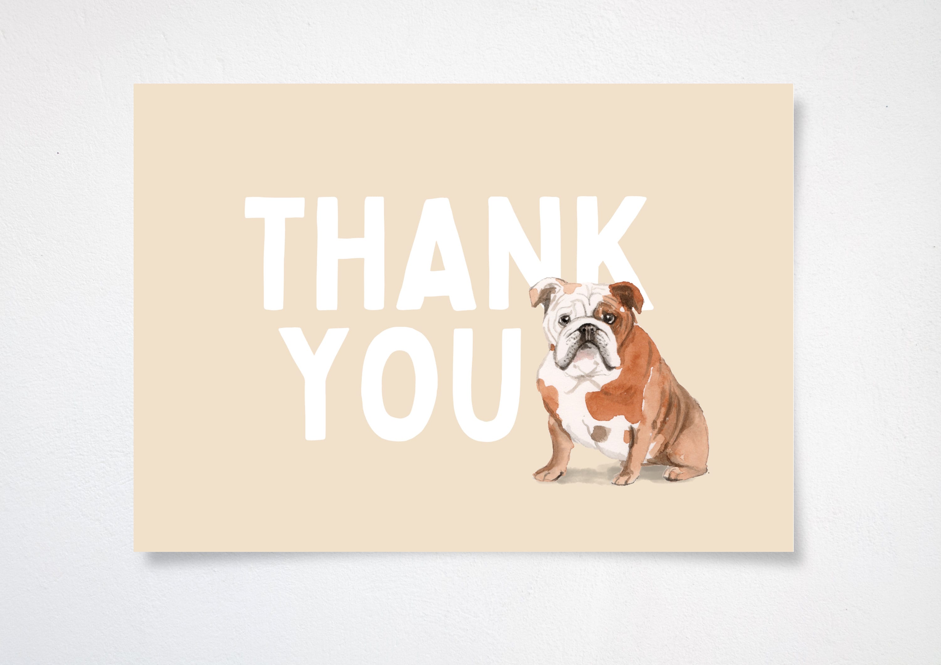 English Bulldog Thank You Card Cute Dog Thank You A6 Card & Envelope ...