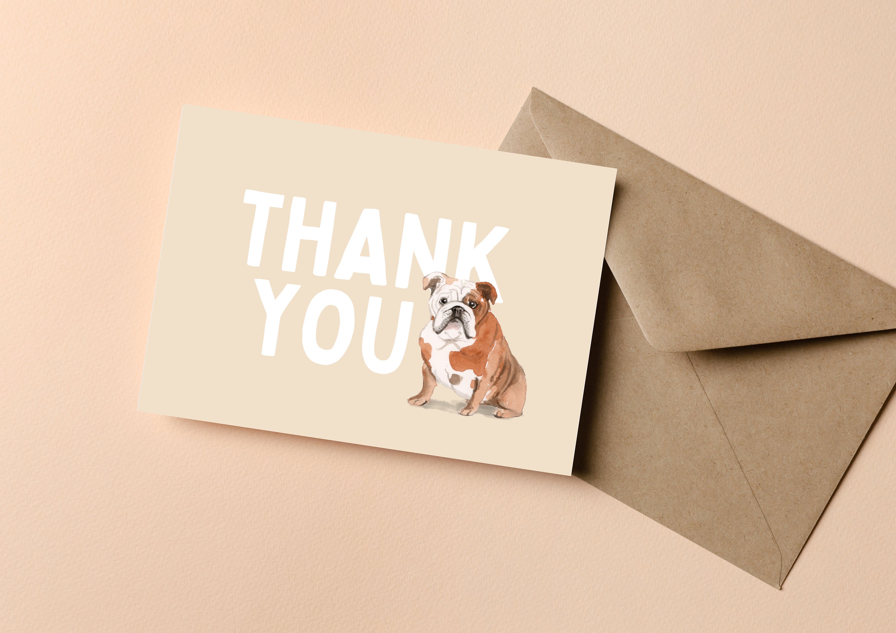 English Bulldog Thank You Card Cute Dog Thank You A6 Card & Envelope ...