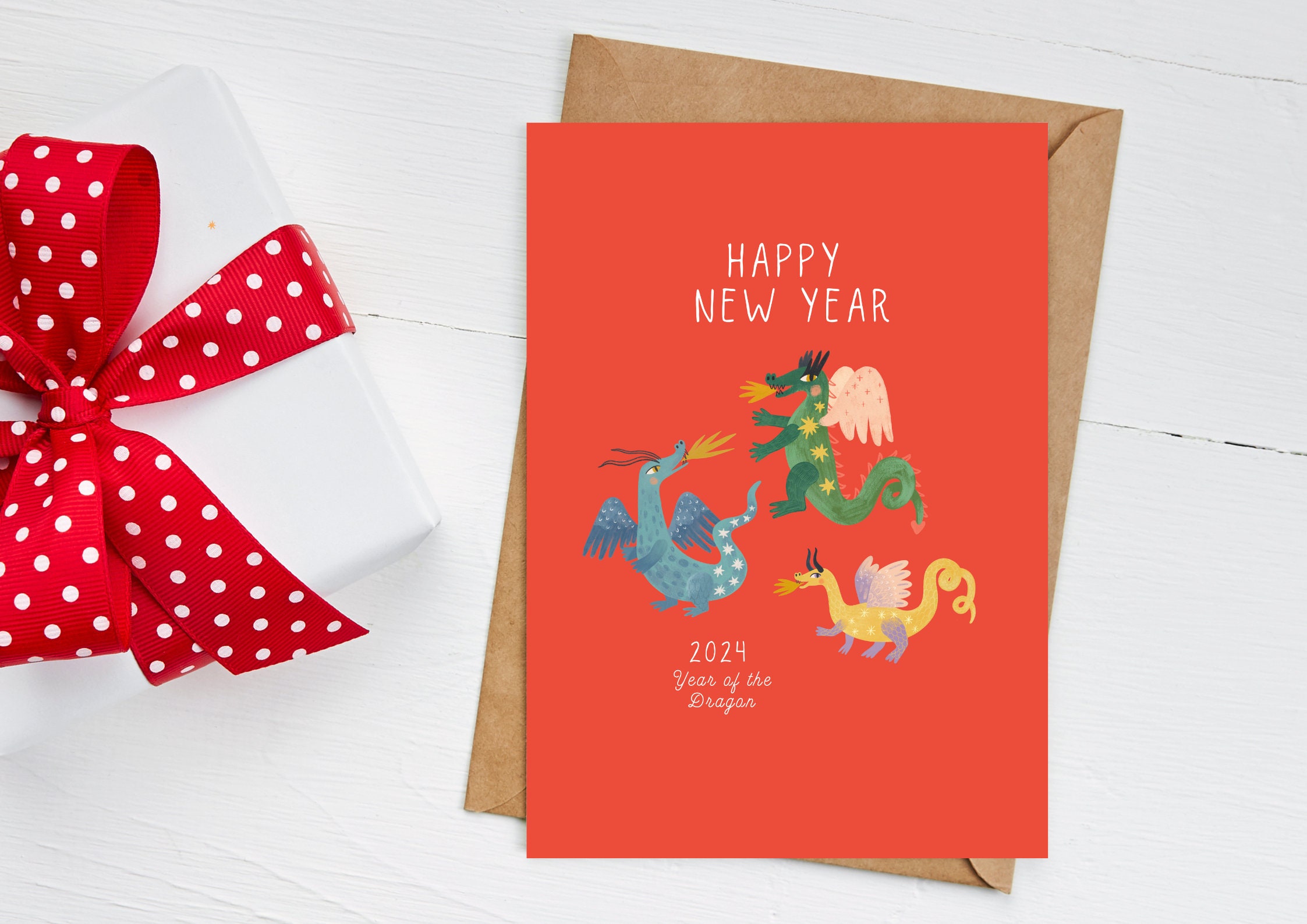 Happy Lunar New Year Year of the Dragon Happy New Year - Etsy UK