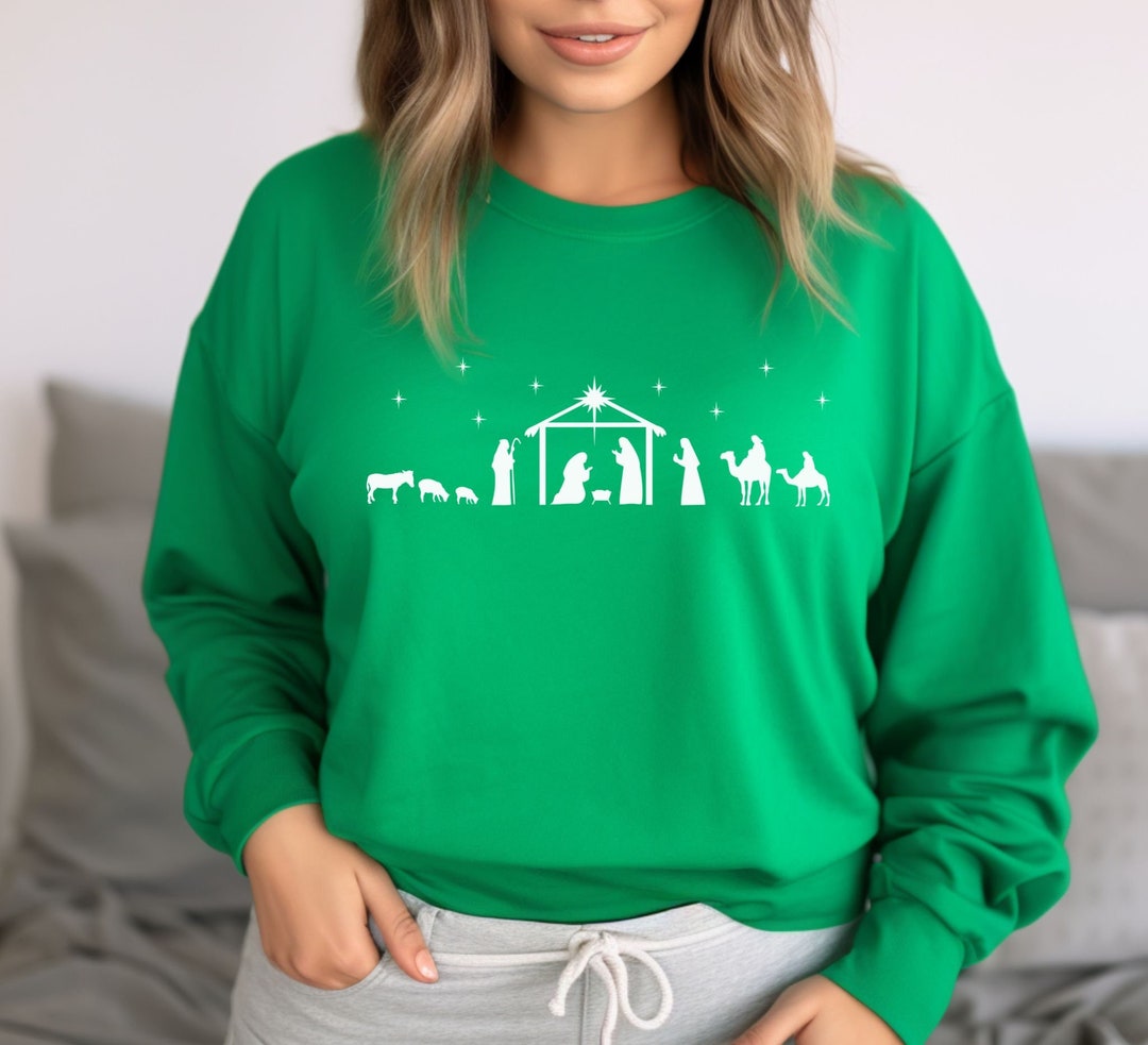Christian Christmas Sweatshirt, Nativity Scene Sweater, Christmas ...