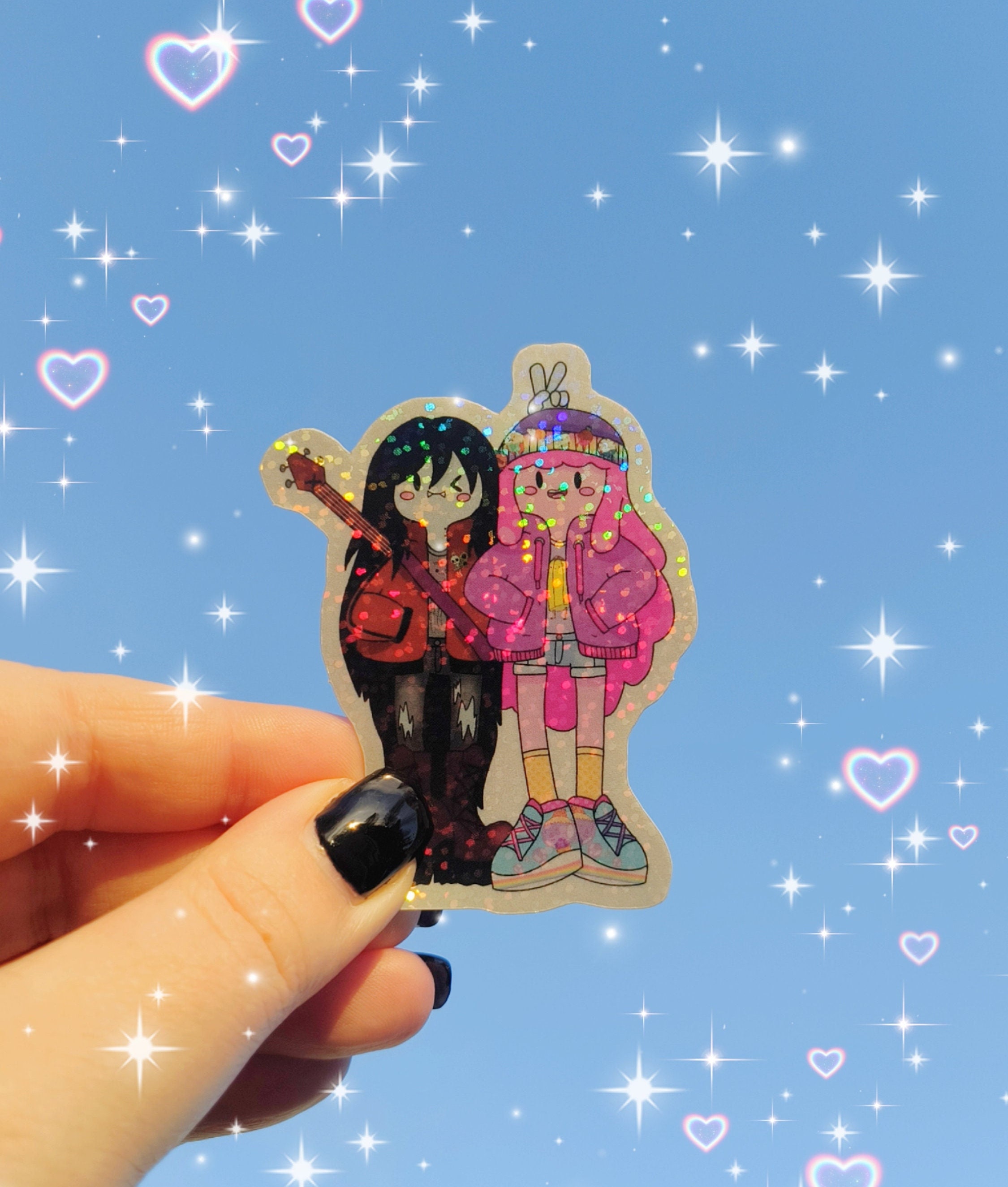 Adventure Time Marceline and Princess Bubblegum Rainbow Glitter Sticker ...