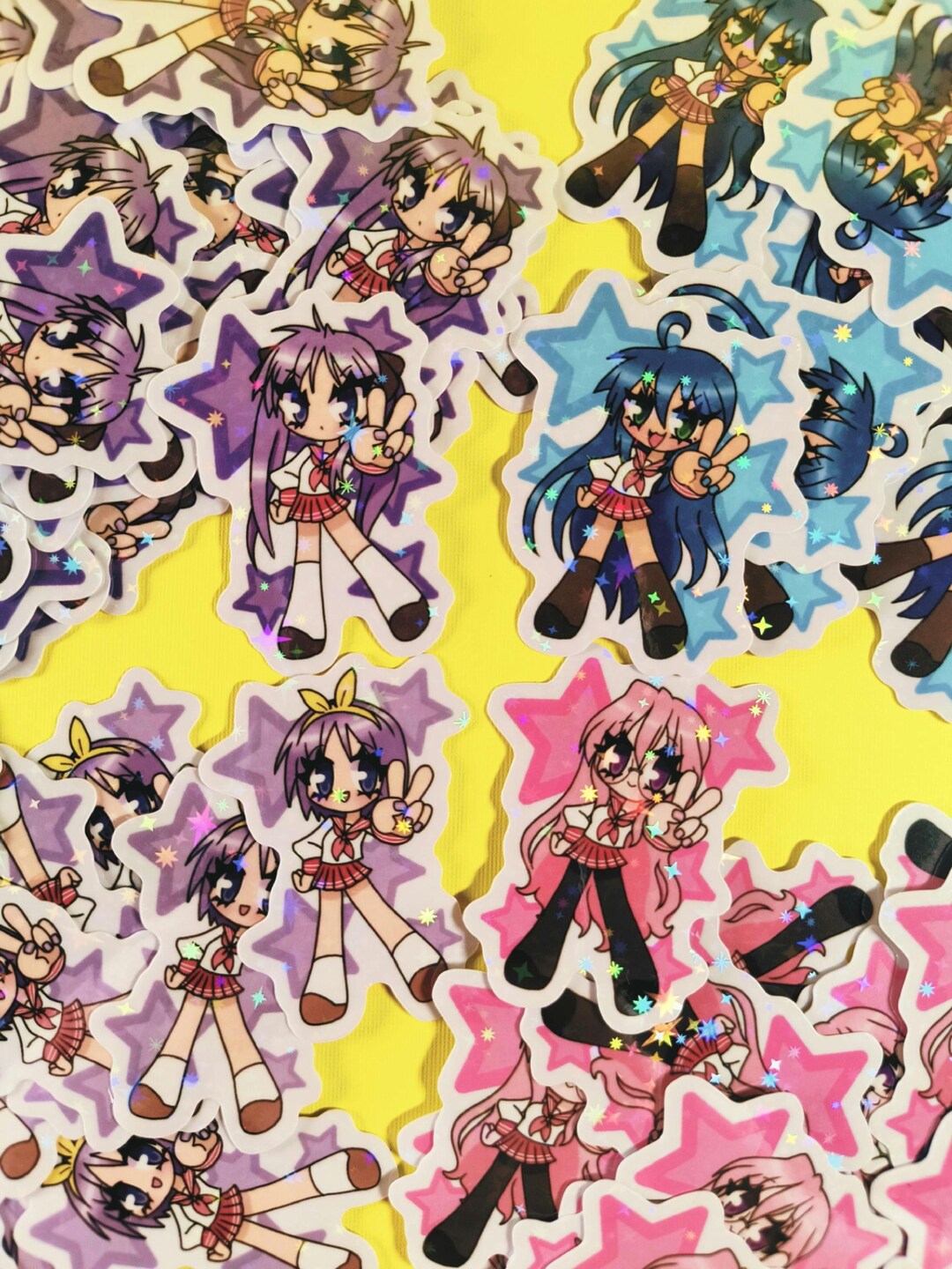 Lucky Star Anime Sticker Pack - Konata, Kagami, Tsukasa, Miyuki - Etsy