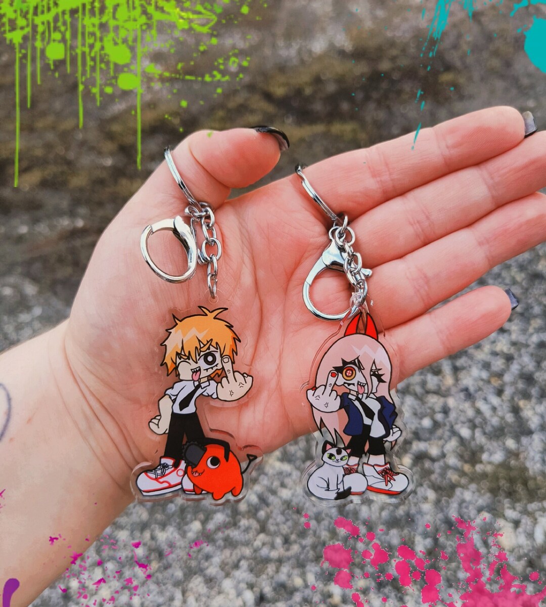 Chainsaw Man Denji and Power Acrylic Keychains - Etsy