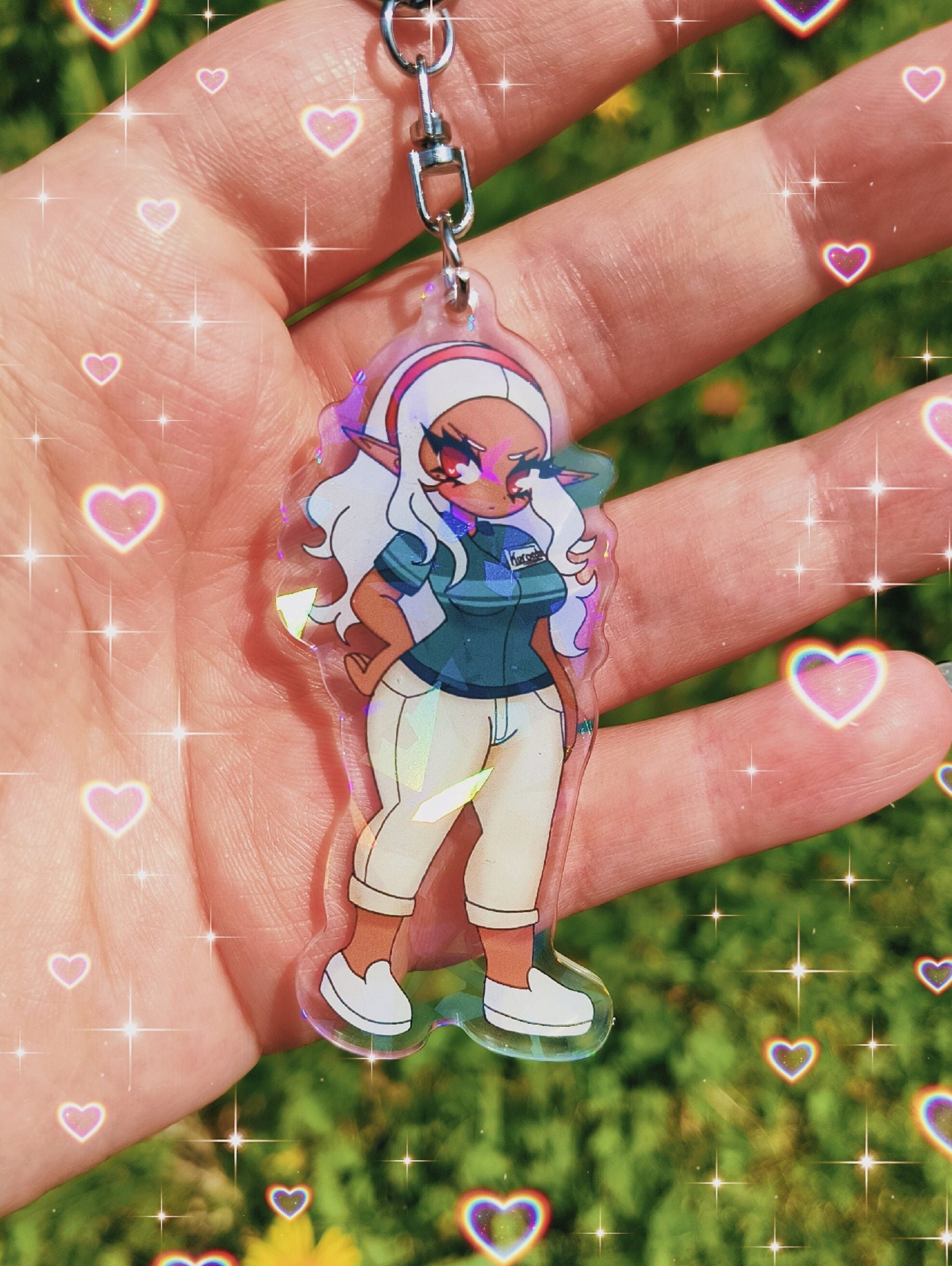 Plus-sized Elf Manga Elfuda and Kuroeda Holographic Acrylic Keychain - Etsy