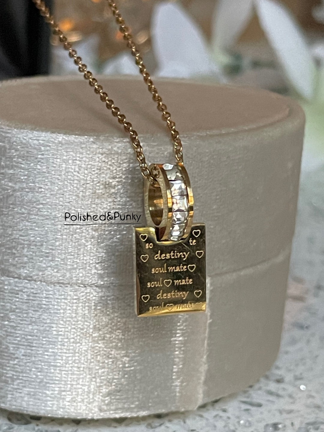 18kt Gold Plated Soulmate Cz Necklace ~ Destiny Necklace Pendant in ...