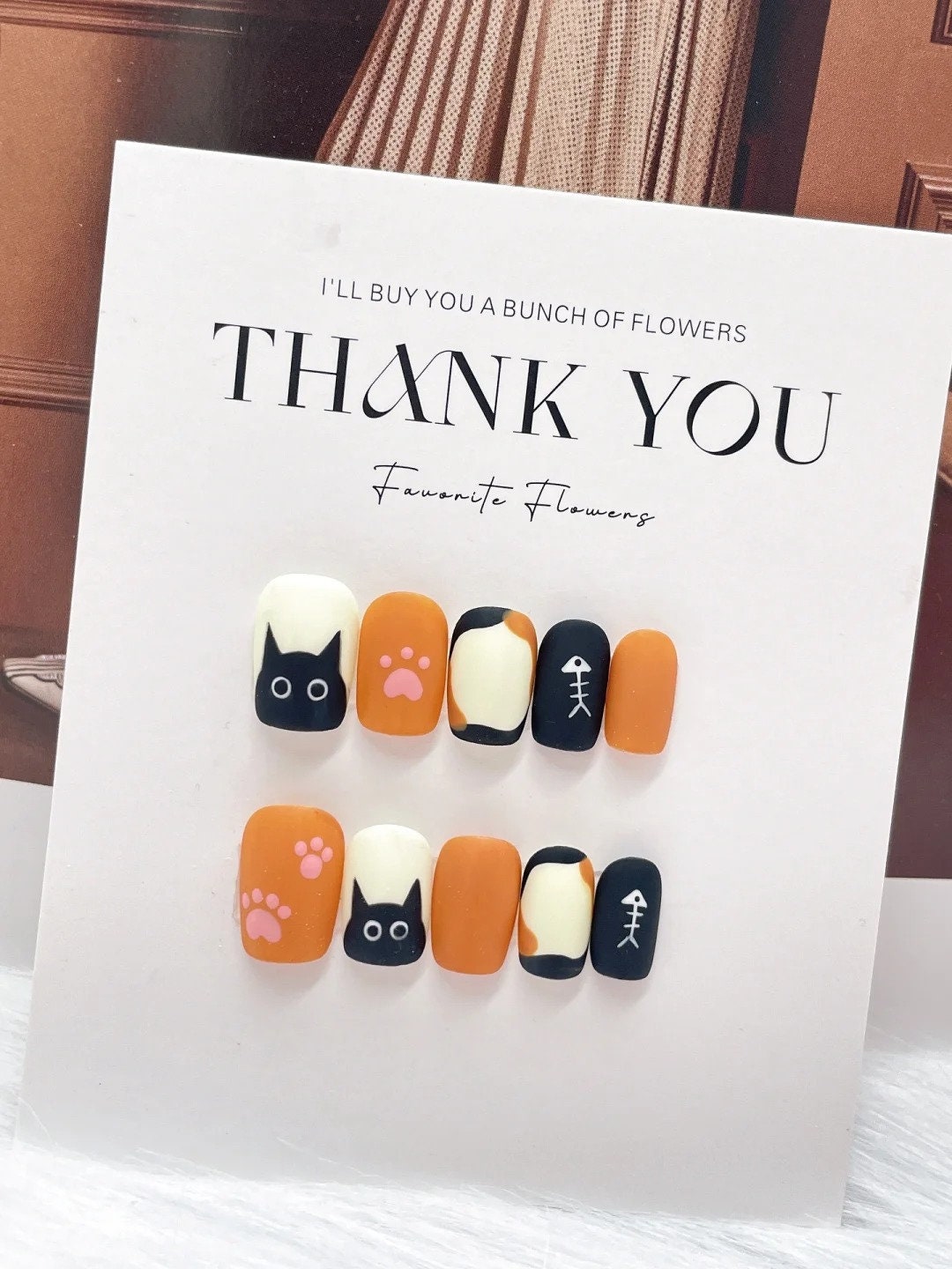 Calico Cat Handmade Press on Nails, Kawaii Press on Nails, Reusable ...