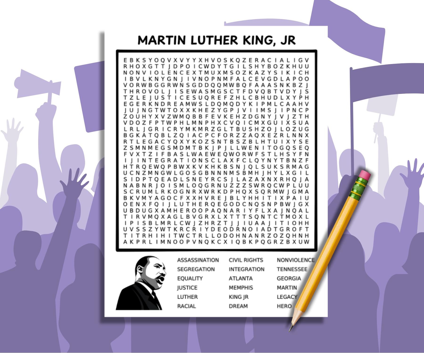 MLK Word Search (difficult Version) - Etsy