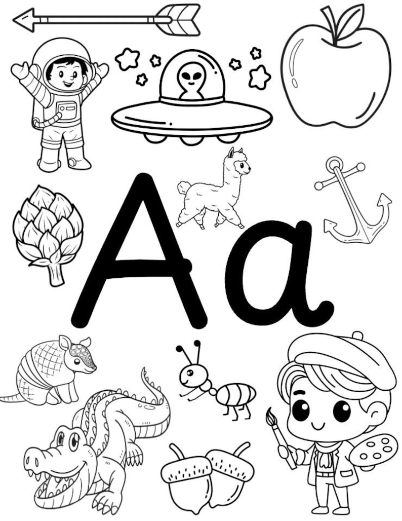 Alphabet Coloring Sheets - Bulk Pack (26 Pages) - Etsy