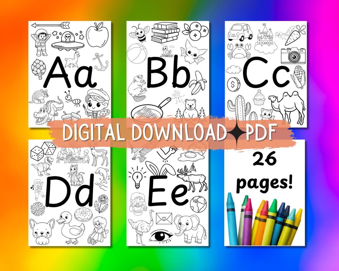 Alphabet Coloring Sheets - Bulk Pack (26 Pages) - Etsy