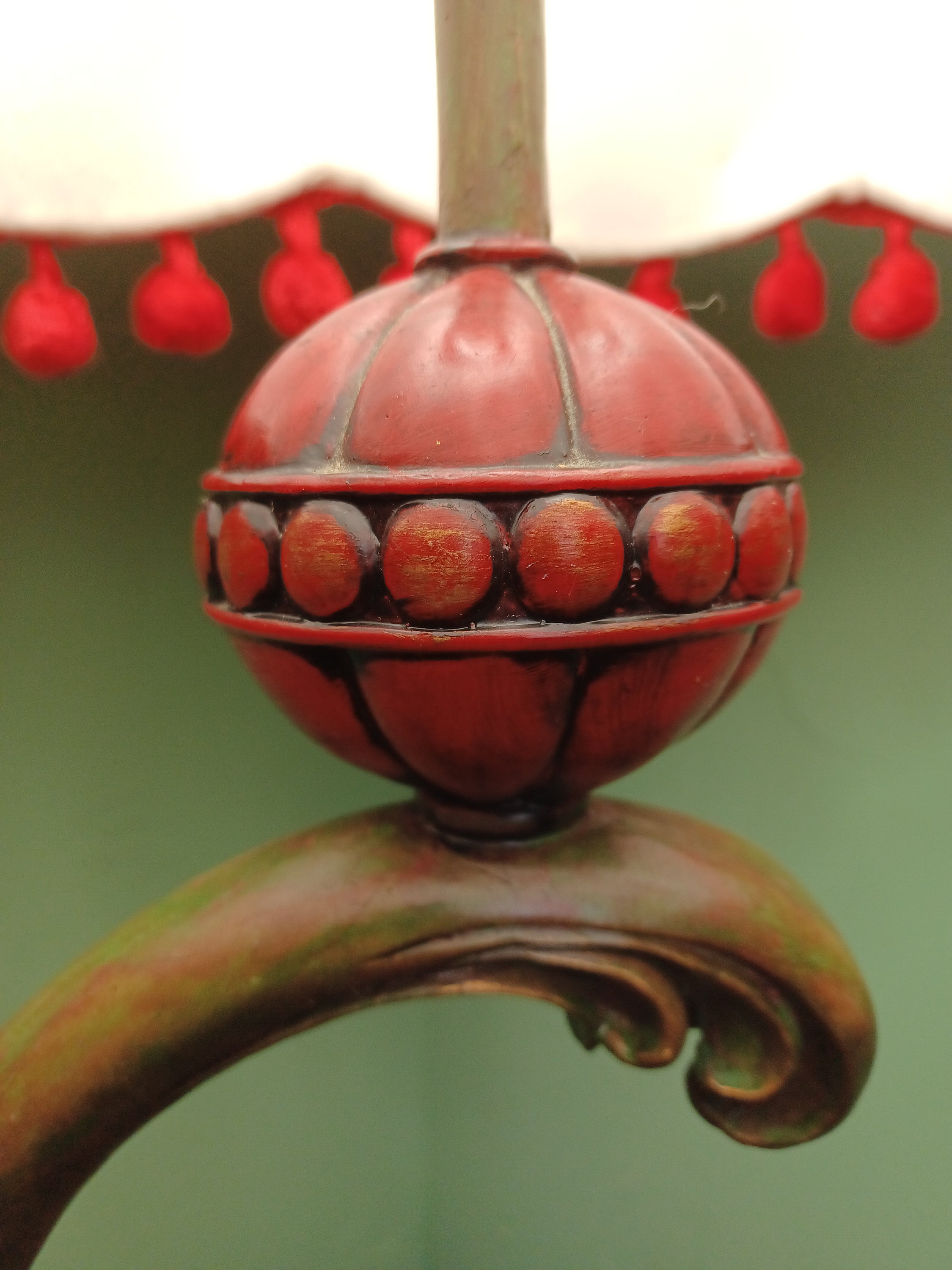 Red Victorian Lampshade Atop Bulbous Branch Lamp - Etsy