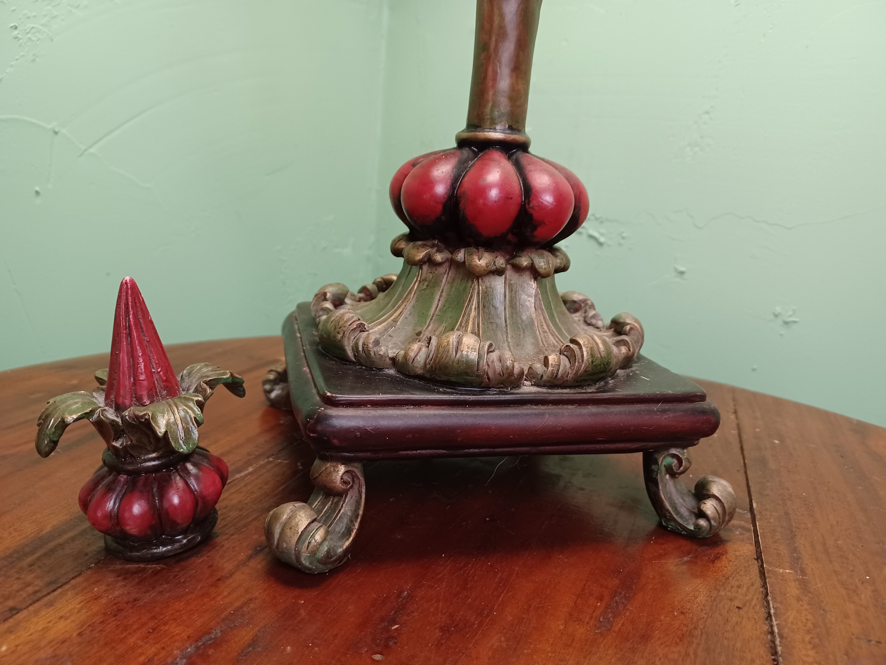 Red Victorian Lampshade Atop Bulbous Branch Lamp - Etsy