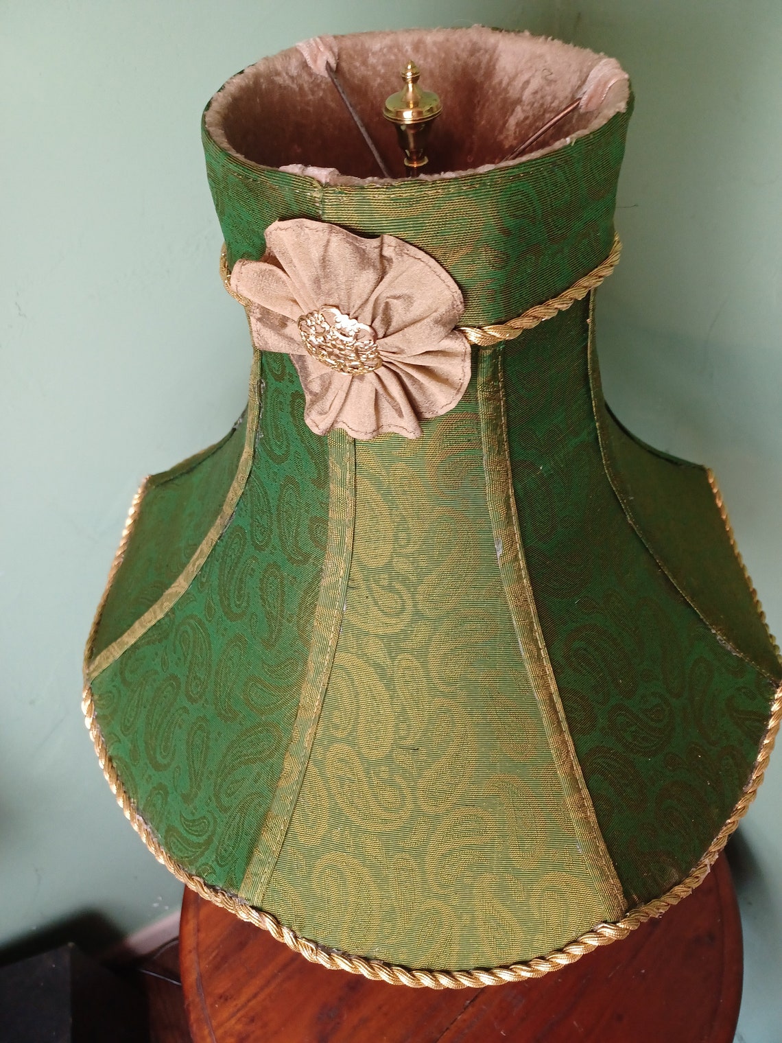 Green & Gold Paisley Tall Scalloped Bell - Etsy