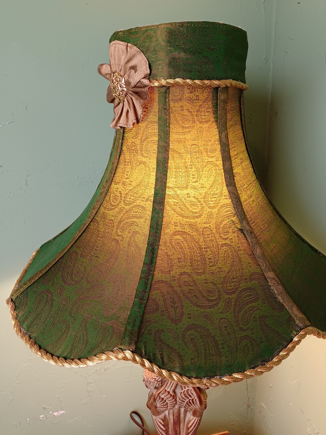 Green & Gold Paisley Tall Scalloped Bell - Etsy
