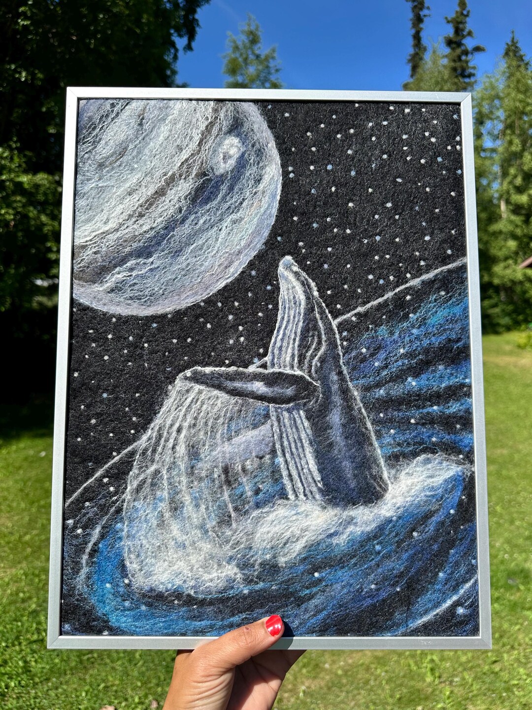 Spiral Galaxy Splash, a Framed Original 2D Felted Artwork Featuring a ...