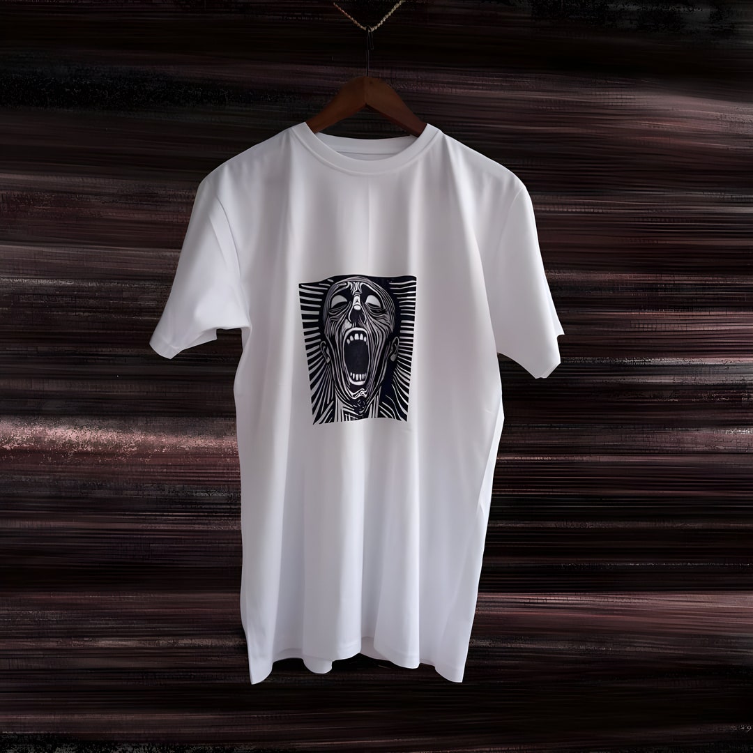 The Scream Image Linocut T-shirt 100% Cotton - Etsy