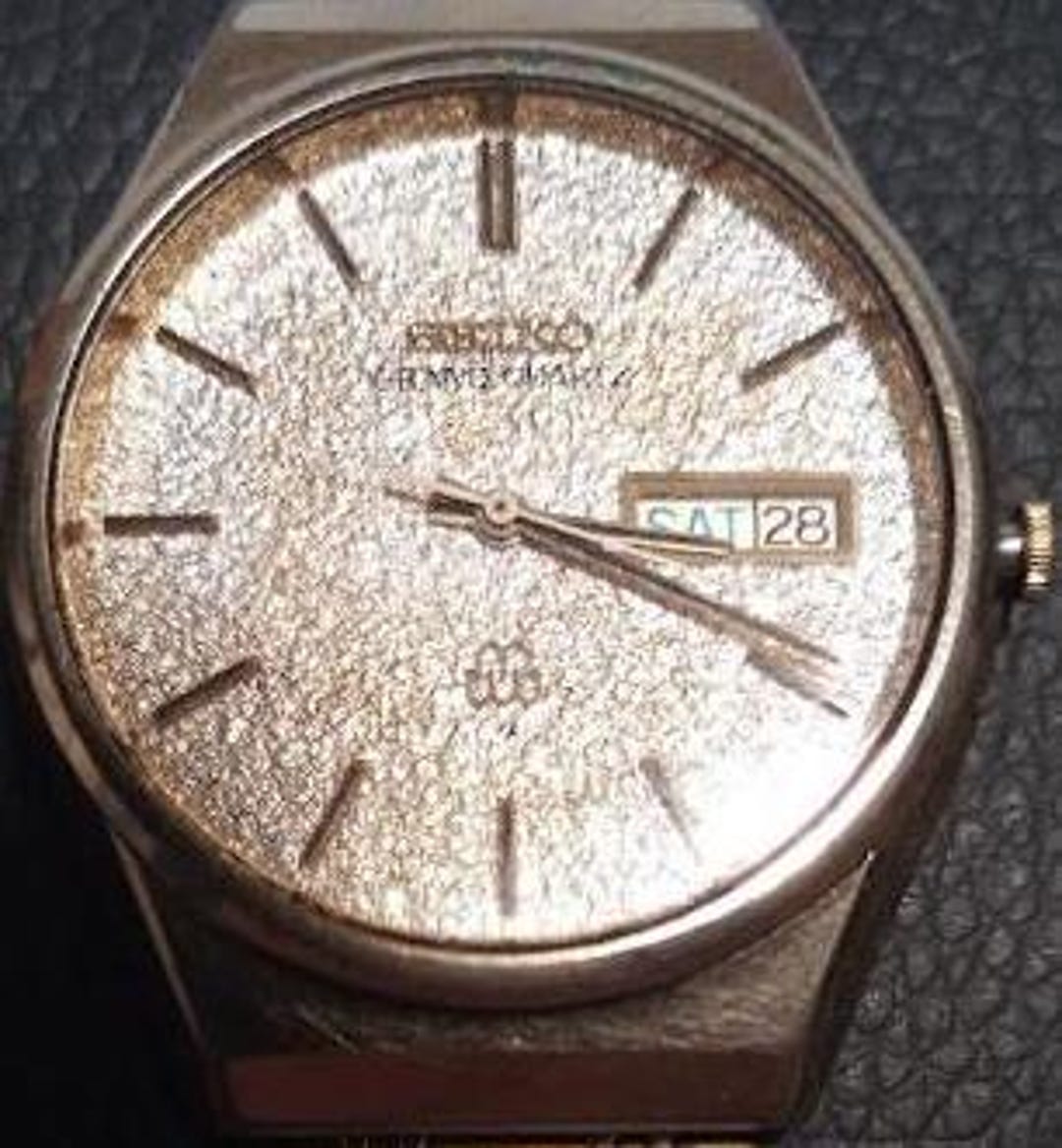 Overhauled JDM Seiko Grand Quartz, Rare Gold Hued Diamond Dust Dial ...