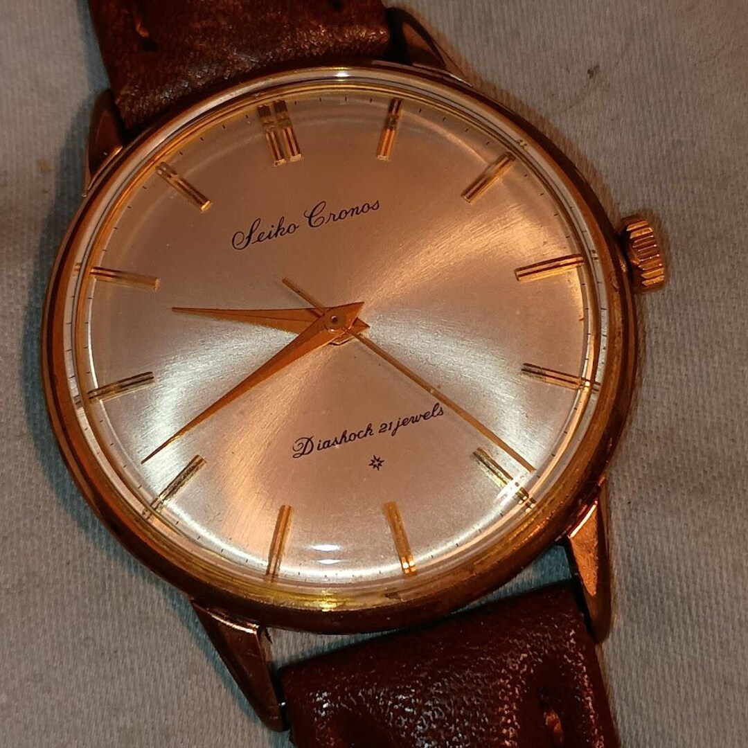 Vintage 1961 JDM Seiko Cronos J15025E Manual Wind, 14k Cap Gold, 14k ...