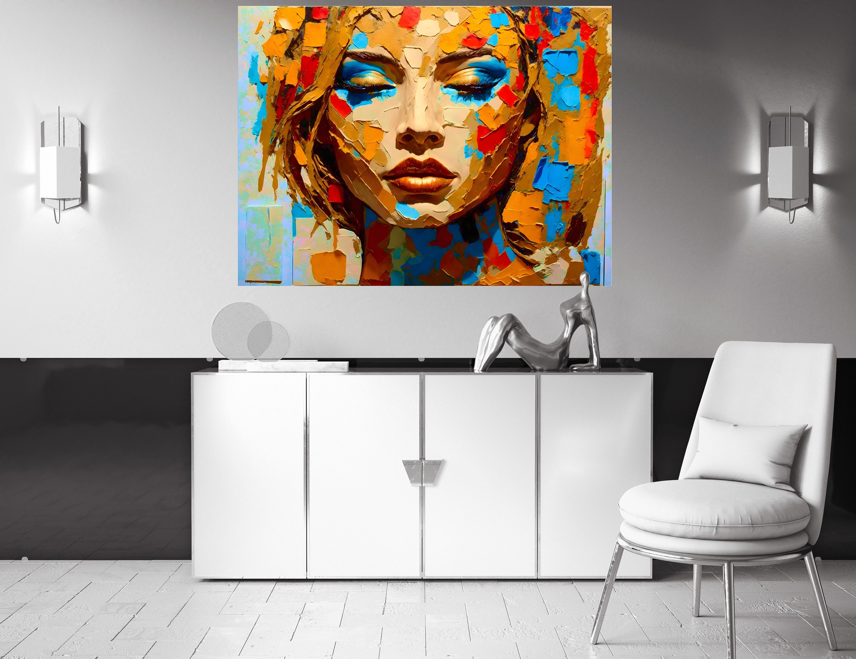 A Gorgeous Female Facial Portrait Chunky Palette Knife Style, a Little ...