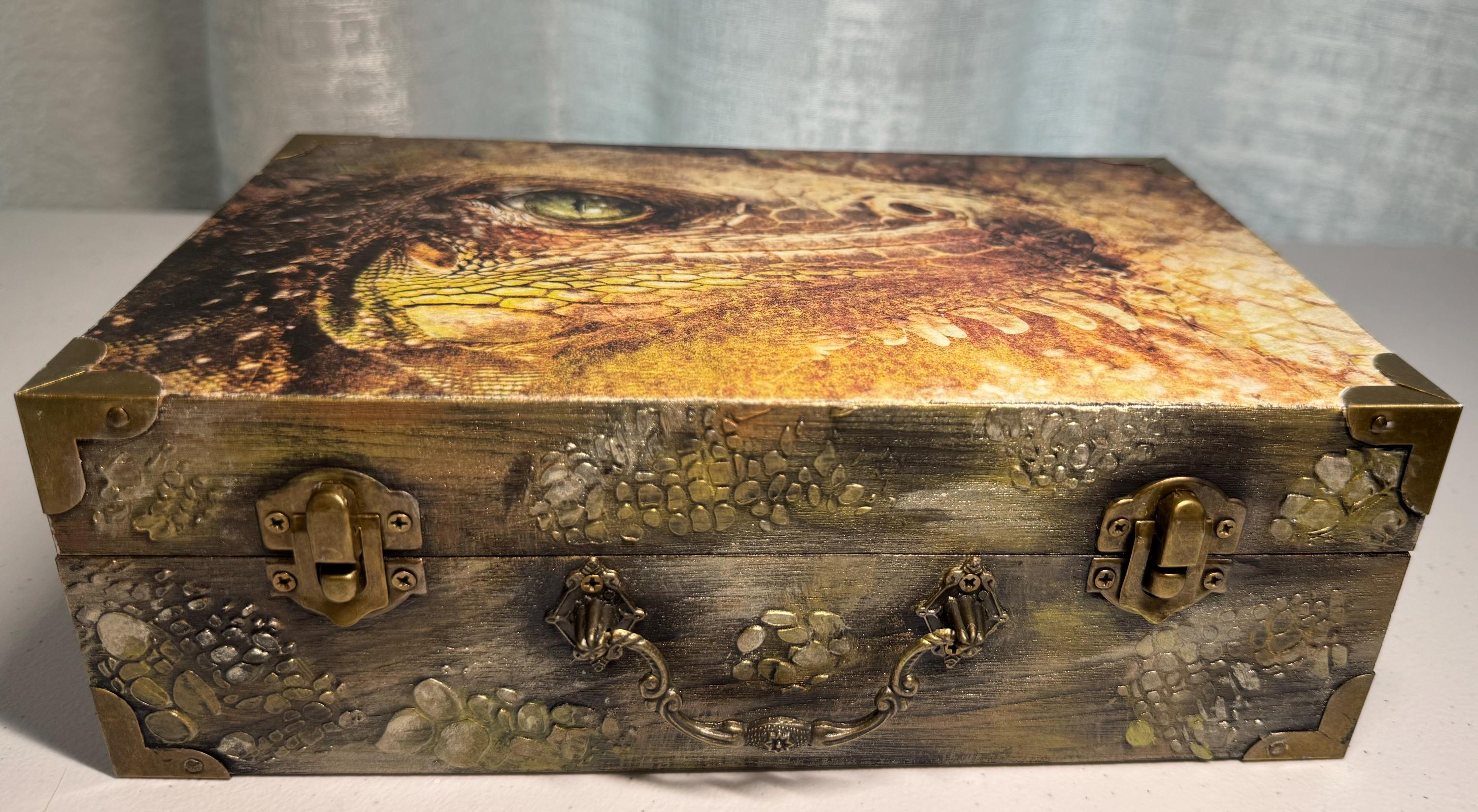 Handmade Decoupage Dragon Keepsake Box, Walnut Stained - Etsy