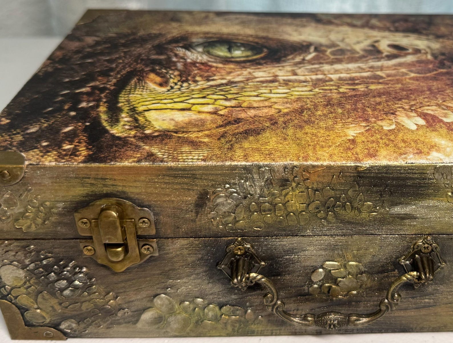 Handmade Decoupage Dragon Keepsake Box, Walnut Stained - Etsy