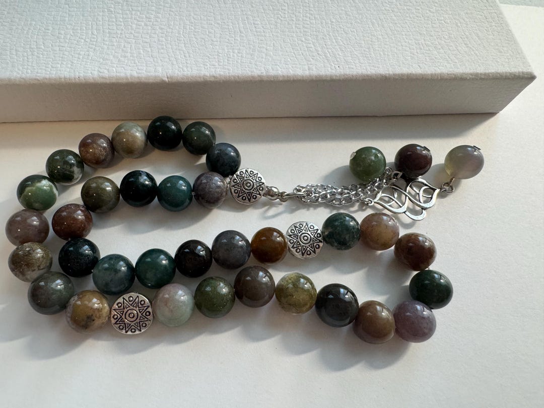 Moss Agate Prayer Bead, Islamic Prayer Beads, Sibha, Masbaha, Islamic ...