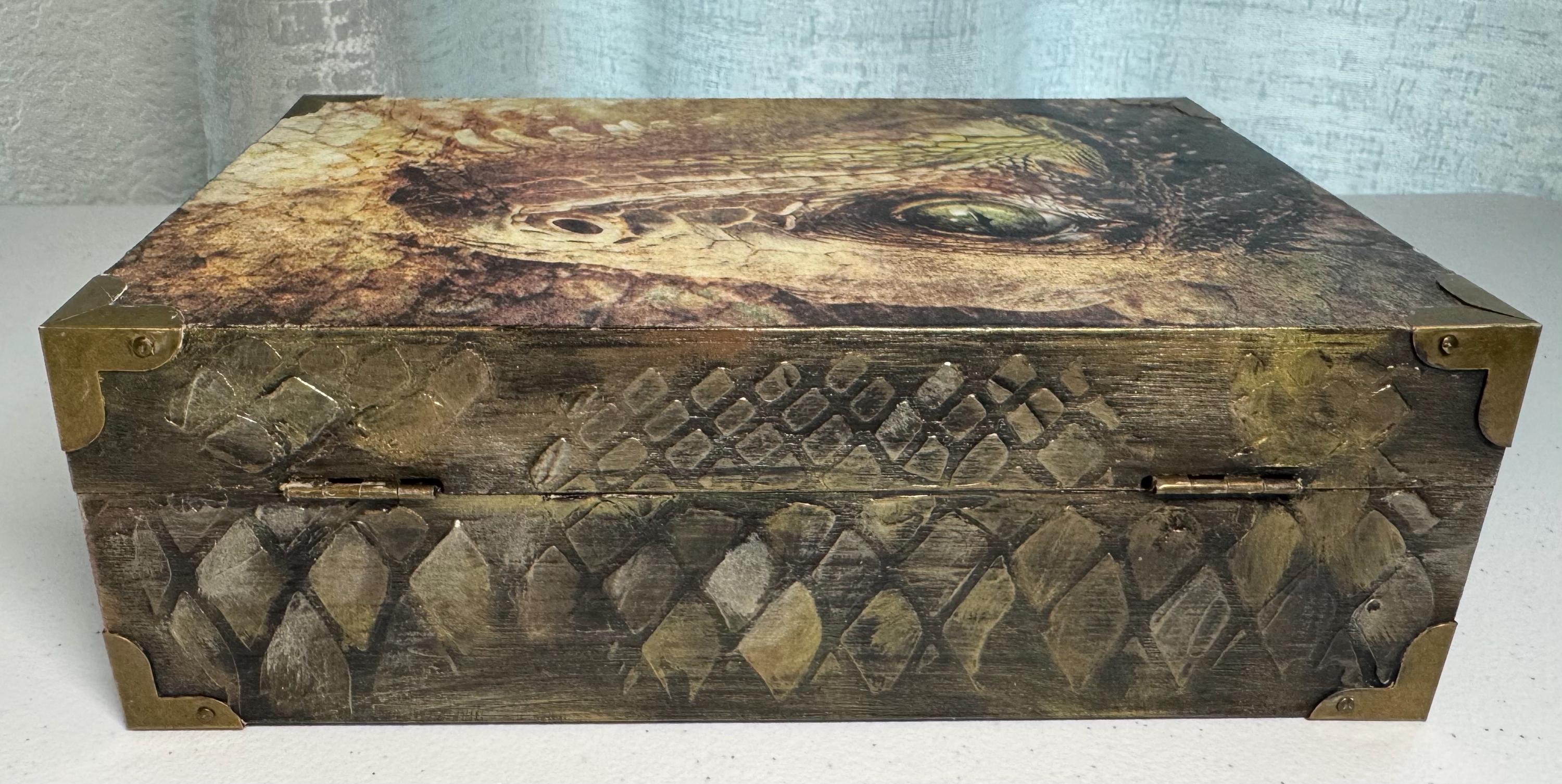 Handmade Decoupage Dragon Keepsake Box, Walnut Stained - Etsy