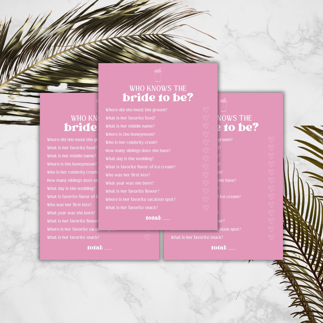 Retro Bachelorette Party Game who Knows the Bride Template Charleston ...