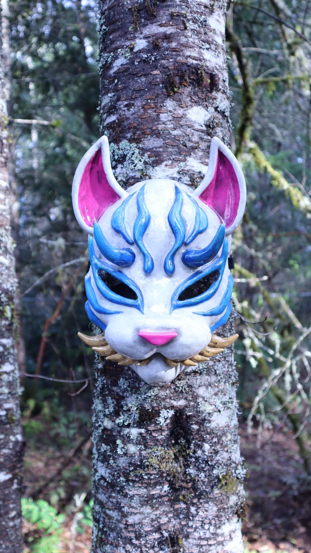 Blue Kitsune Mask - Etsy