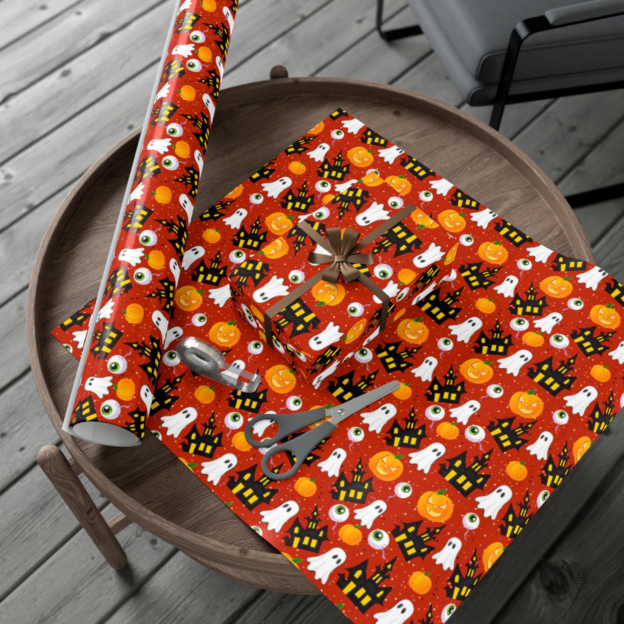 Spooky Kids Halloween Gift Wrap Papers, Fun Halloween Wrapping Paper ...
