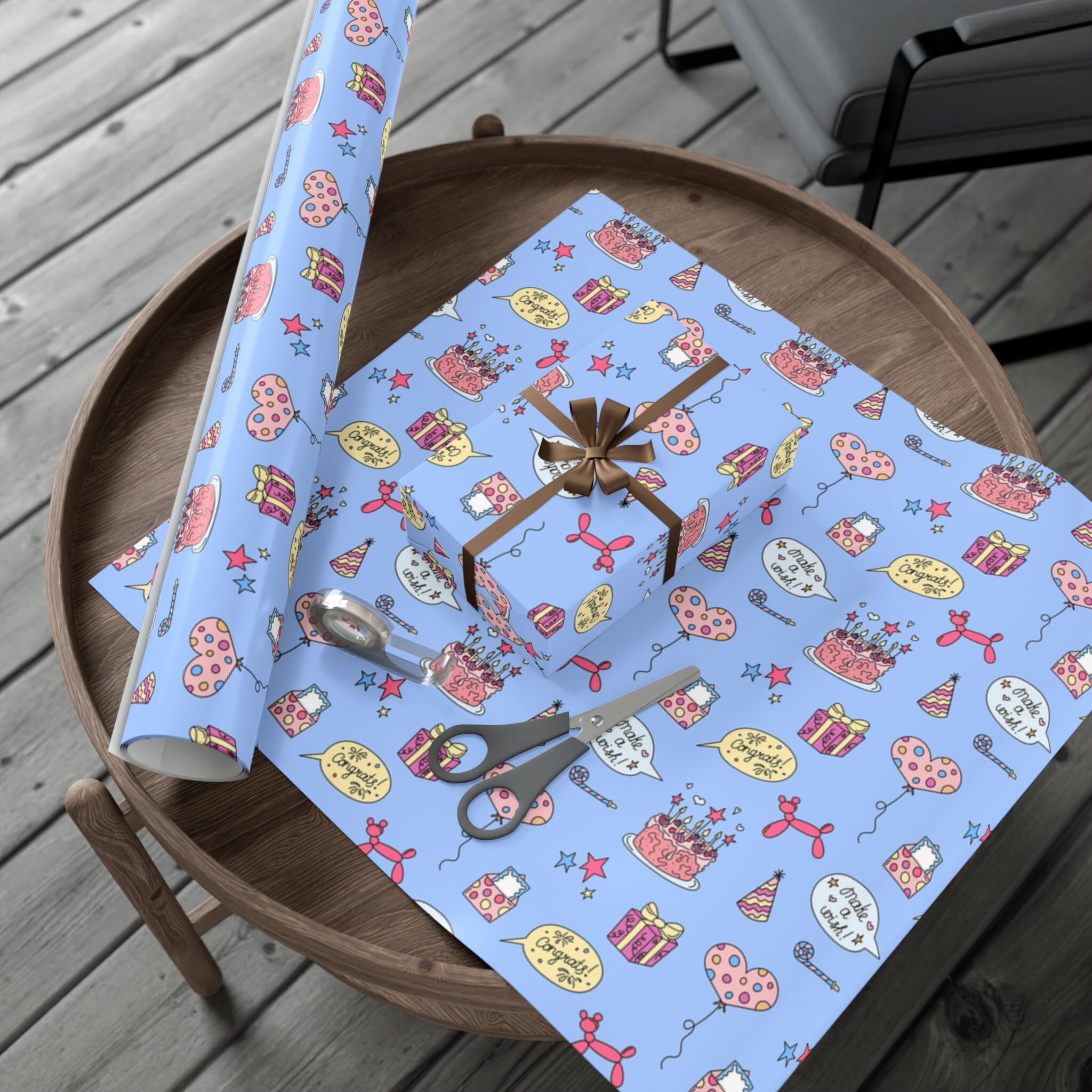 Birthday Party Theme Gift Wrap Papers, Fun Birthday Wrapping Paper With ...