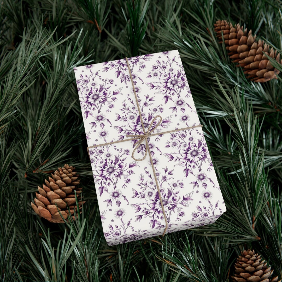 Lavender Toile Wrap, French Toile Paper, Lavender Gift Wrap, Vintage ...