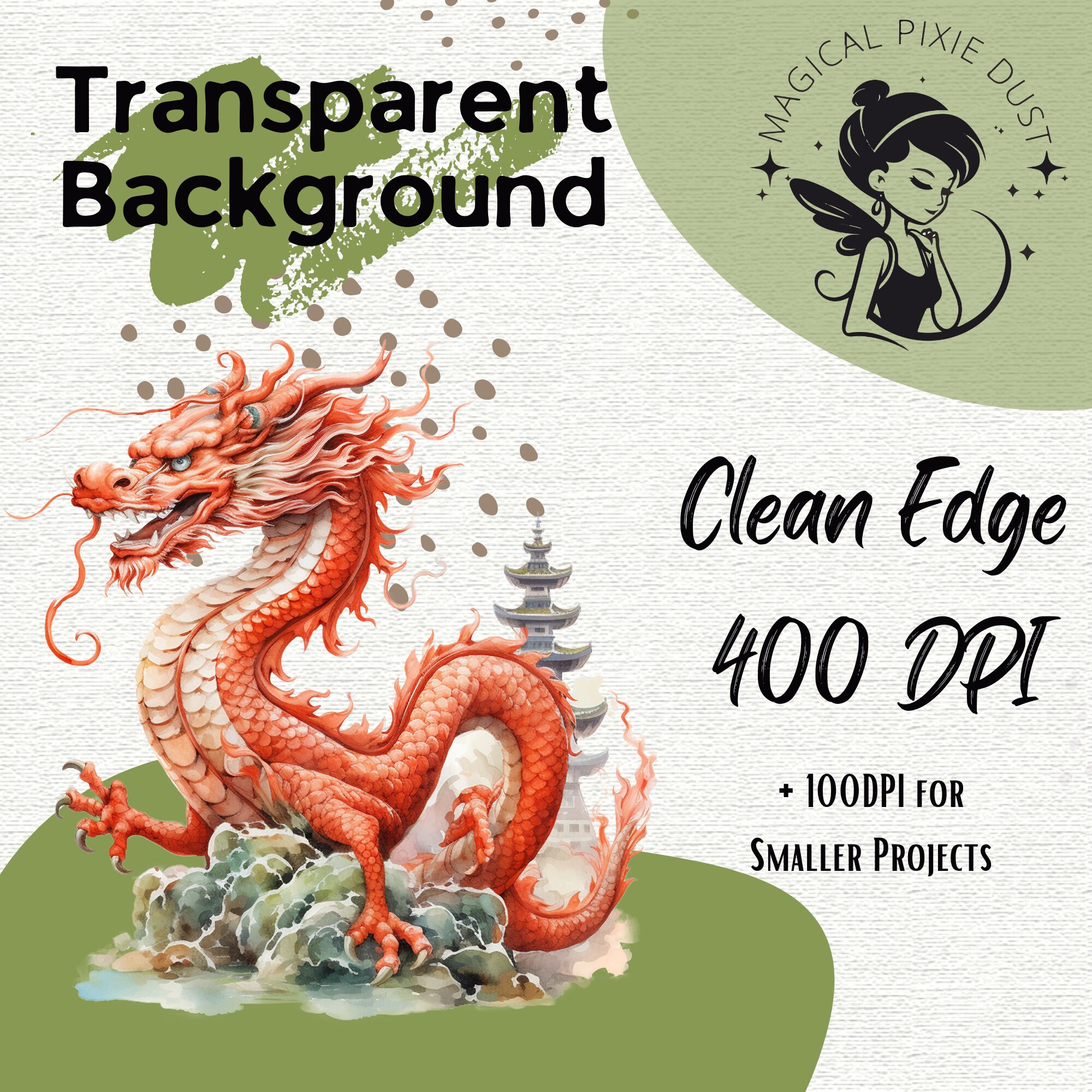 25 Dragon Watercolor Clipart, 2 Seamless Patterns, High Quality PNG ...