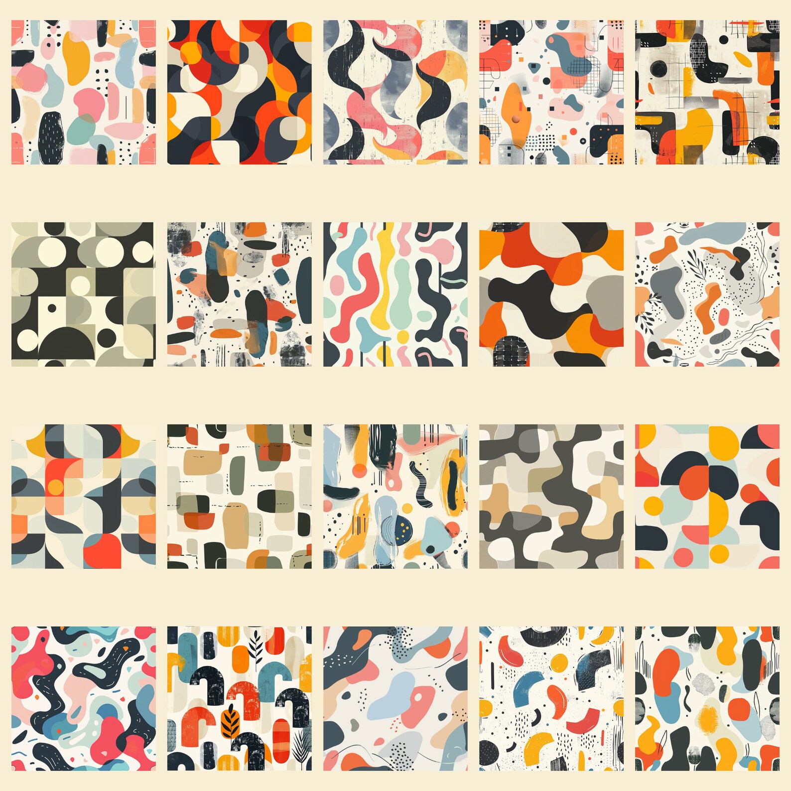20 Modern Abstract Seamless Digital Paper, 300dpi PNG, Commercial Use ...