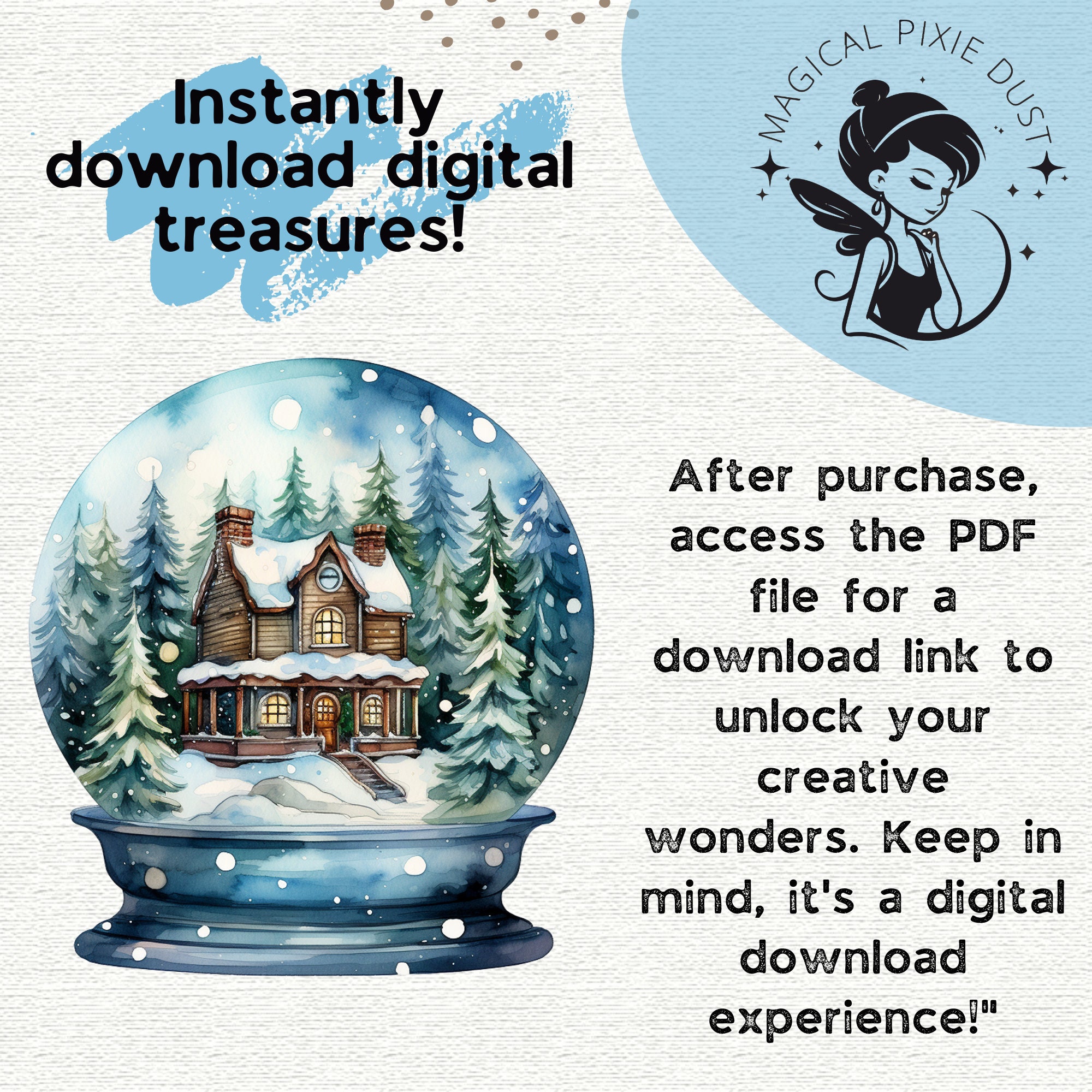 32 Blue Winter Watercolor Clipart, 2 Seamless Patterns, High Quality ...