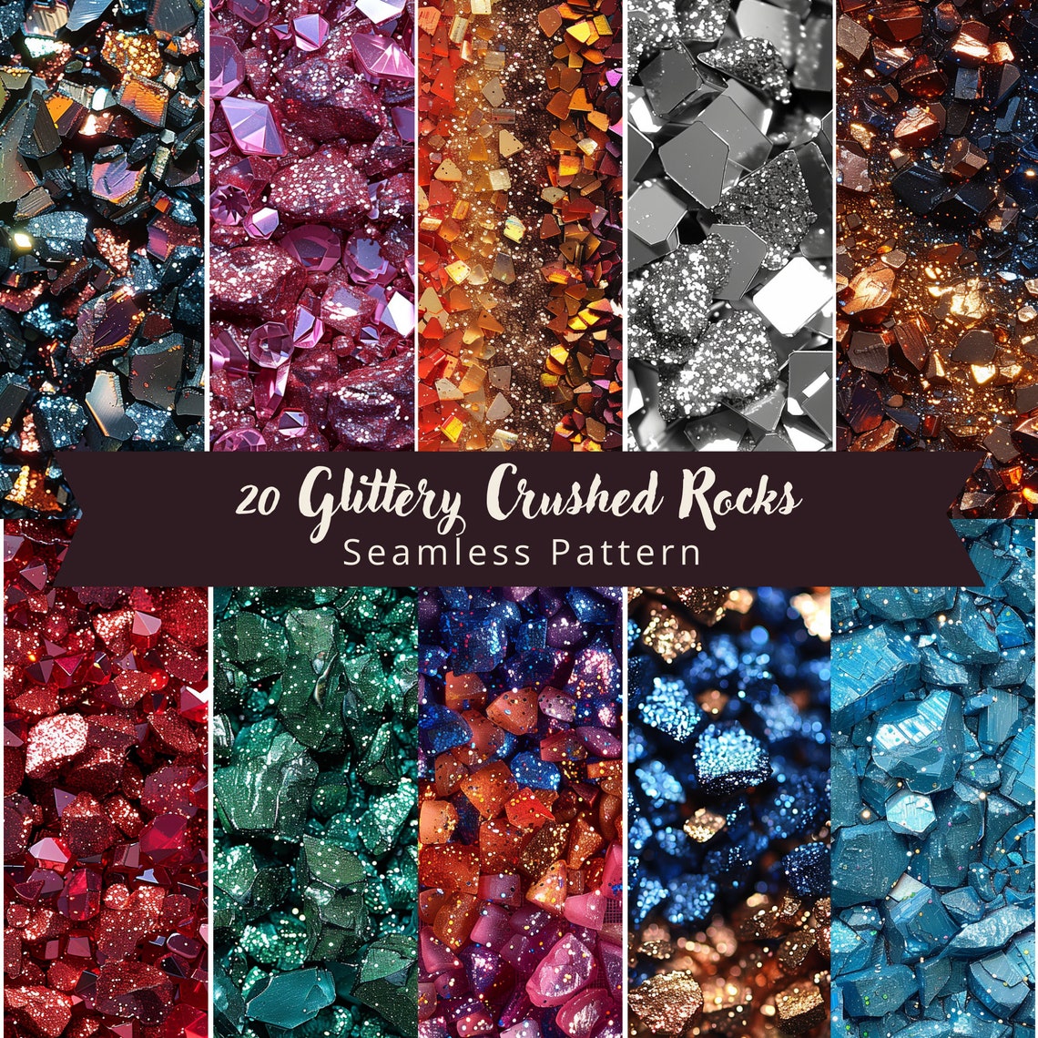 Glittery Crushed Rocks Digital Paper, 300dpi PNG, Commercial Use ...