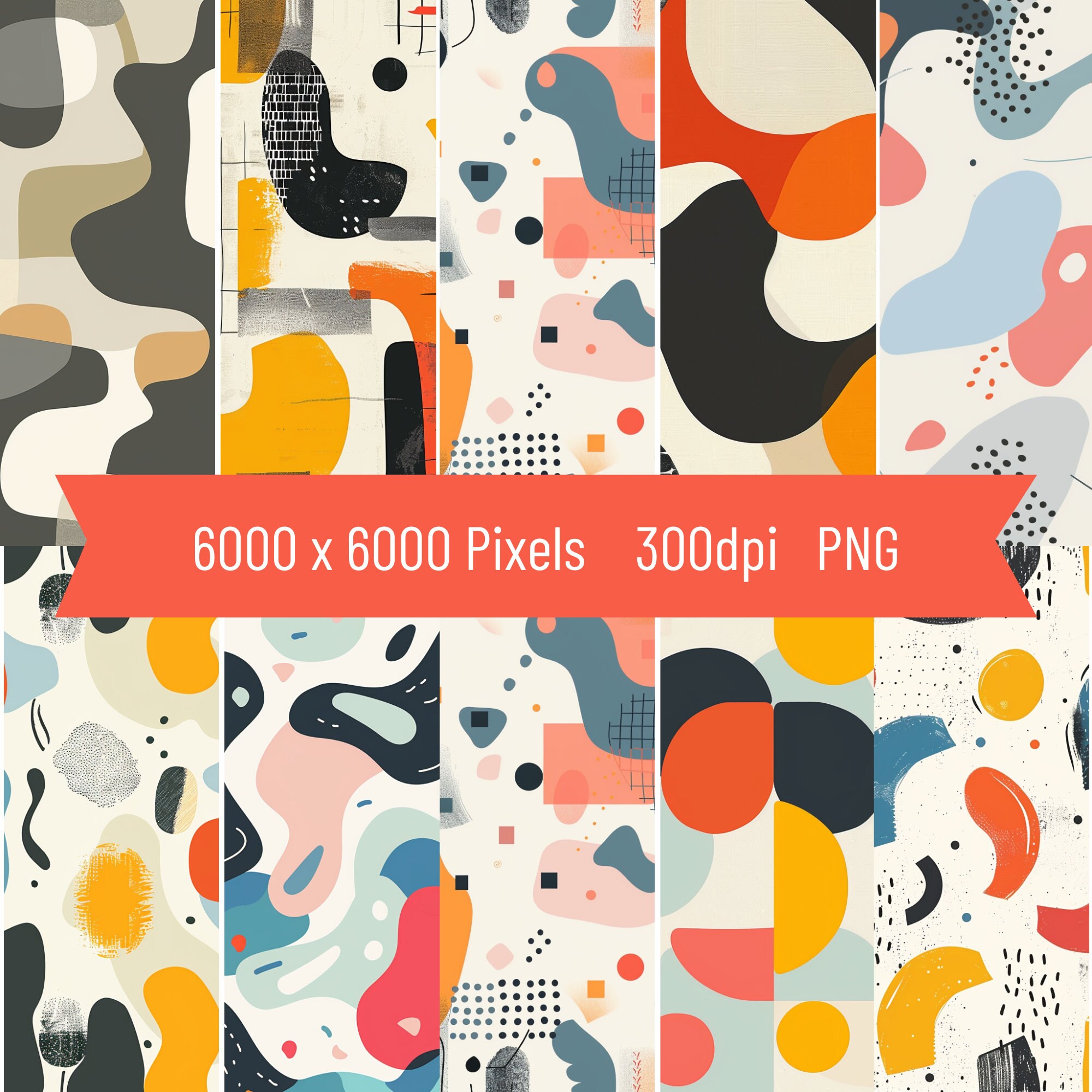 20 Modern Abstract Seamless Digital Paper, 300dpi PNG, Commercial Use ...