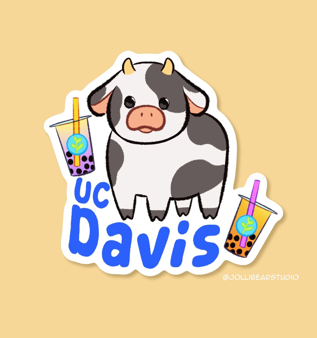 UC Davis Cow Boba Sticker | Matte Vinyl Milk Tea - Etsy