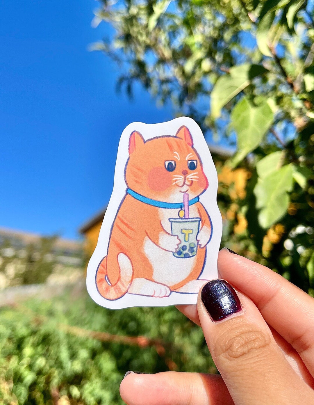 Milk Tea Boba Cat Sticker - Etsy