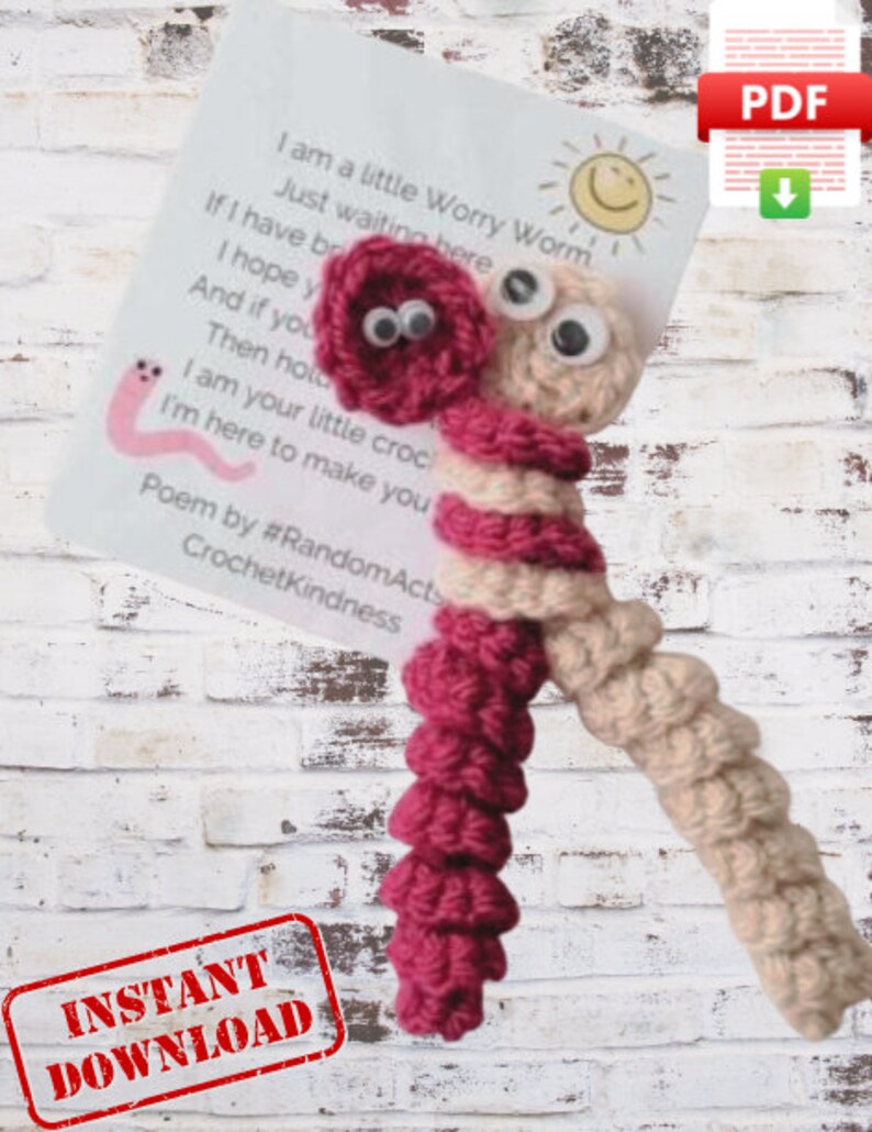 Crochet Pattern Worry Worms: Amigurumi PDF Tutorial for Stress - Etsy