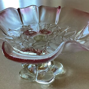 Vintage Rosella Glass Footed Candy Dish Ruffled Edges Flowers Tinted ...