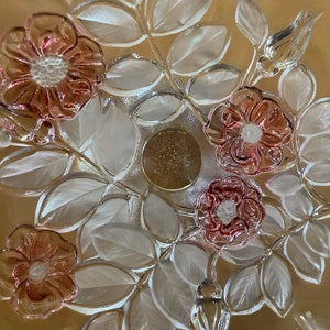 Vintage Rosella Glass Footed Candy Dish Ruffled Edges Flowers Tinted ...